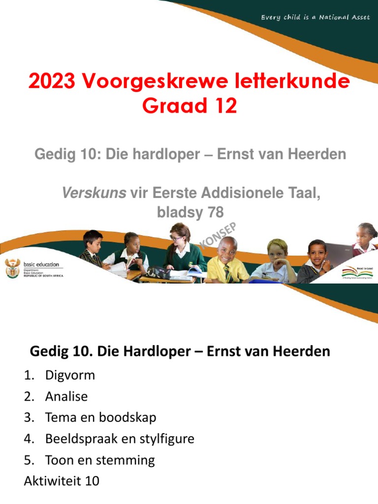 Gedig 10 Die Hardloper - AEAT - GR 12 - 2023 | PDF