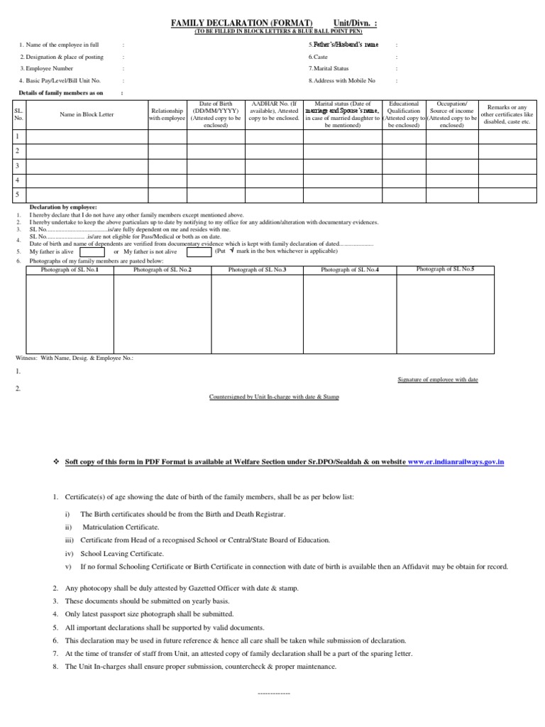1625643269189-Family Declaration Forms | PDF