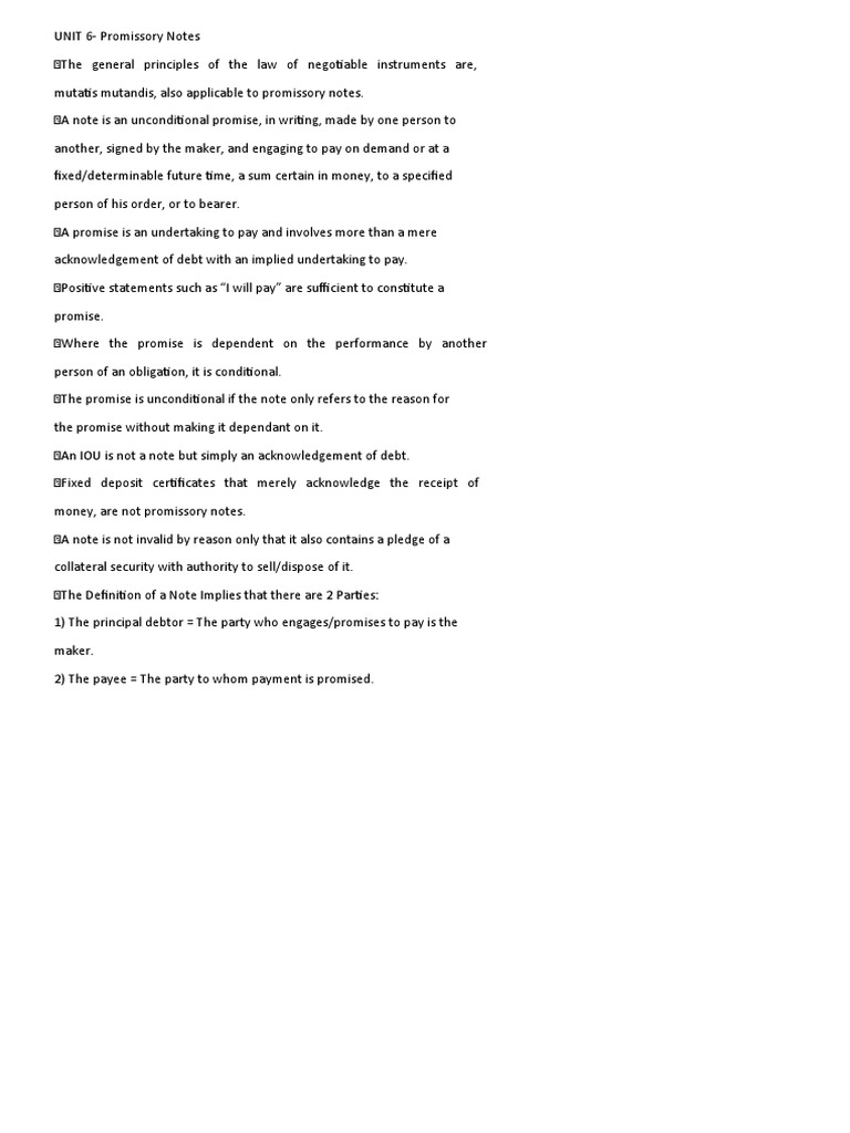 Definition of A Promissory Note | PDF | Negotiable Instrument ...