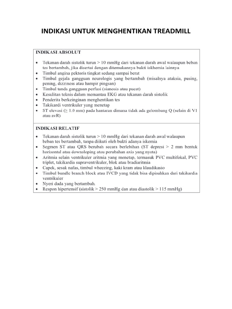 Indikasi Untuk Menghentikan Treadmill | PDF