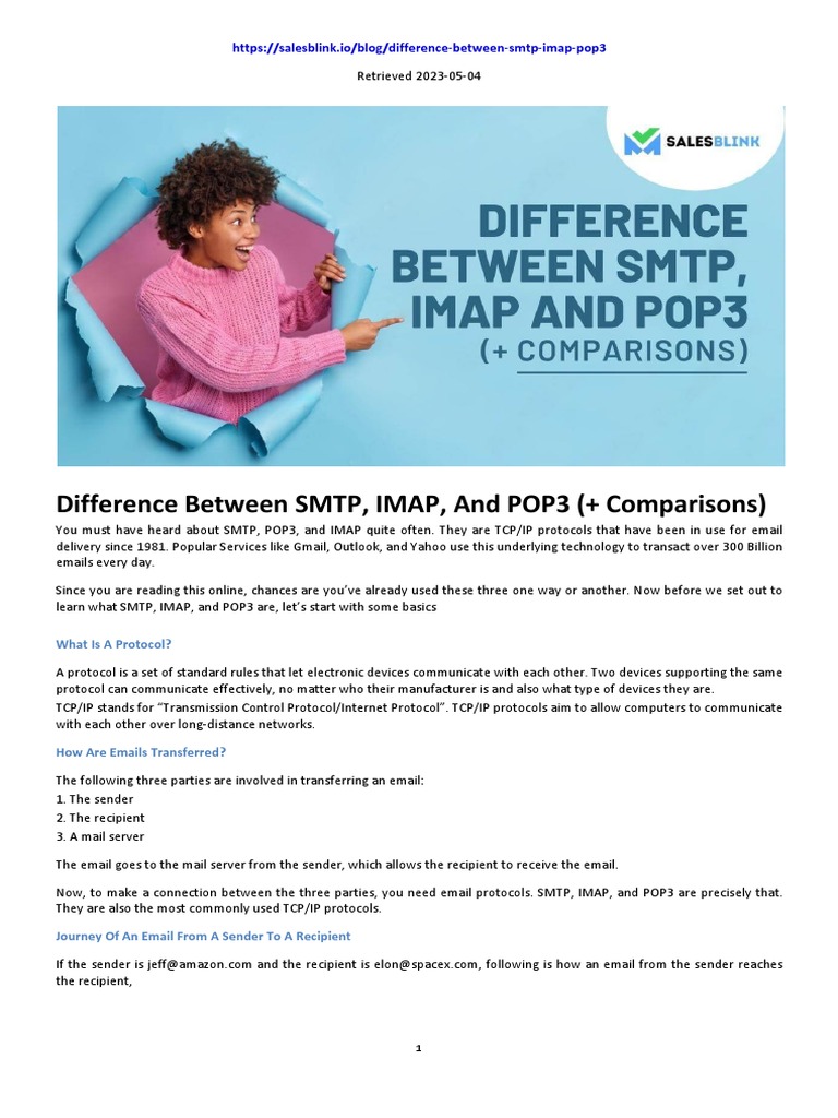 DifferenceBetween SMTP IMAP POP3 | PDF