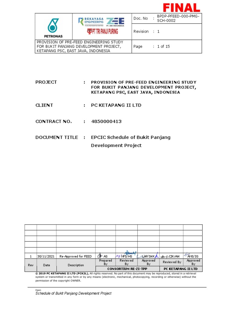 BPDP-PFEED-GEN-PCN-SCH-0002 - 1 Schedule of Bukit Panjang Development ...