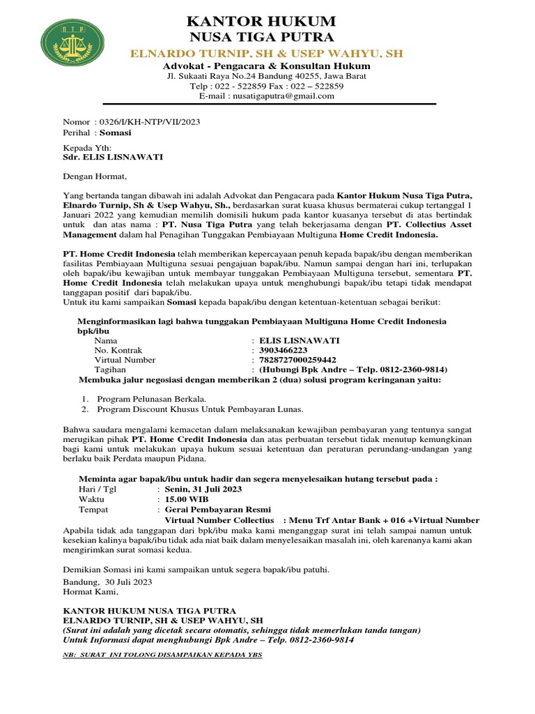 Somasi Elis Lisnawati | PDF