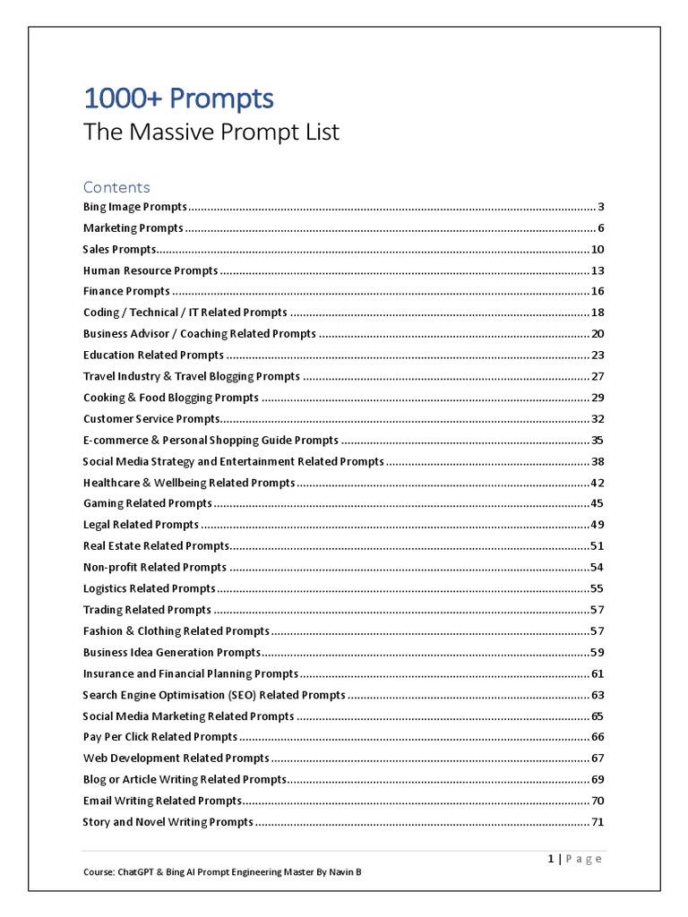 1000 Prompts | PDF
