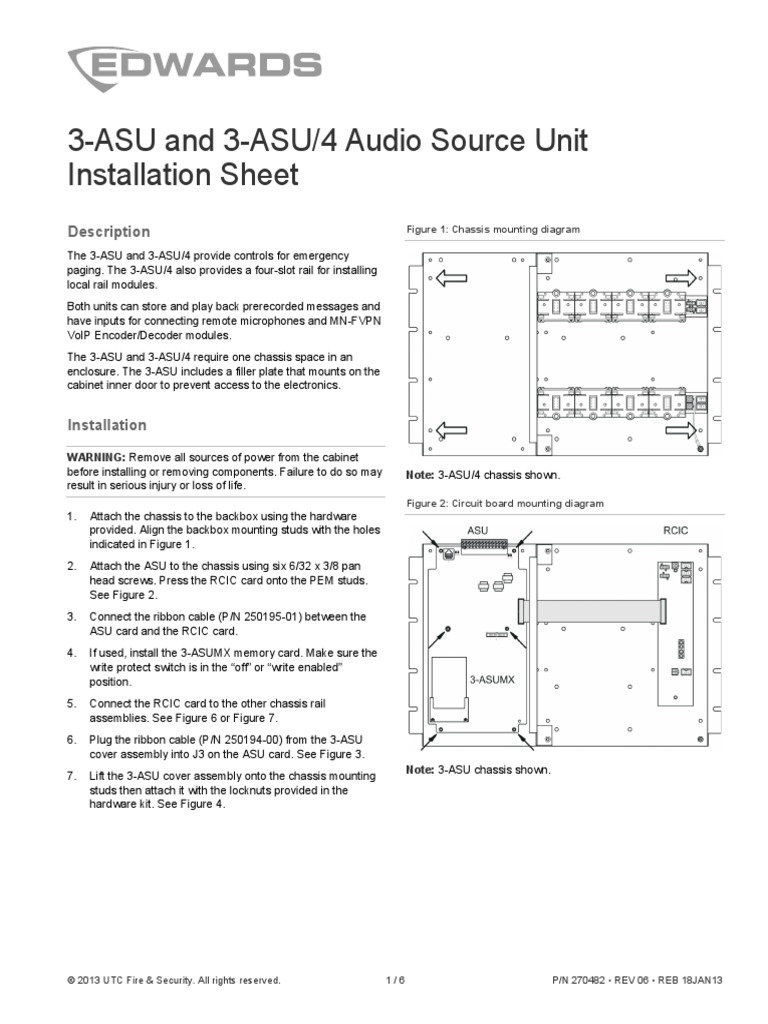 3-ASU, 3-FTCU - EST3 Audio and Telephone Masters - Installation Sheet | PDF