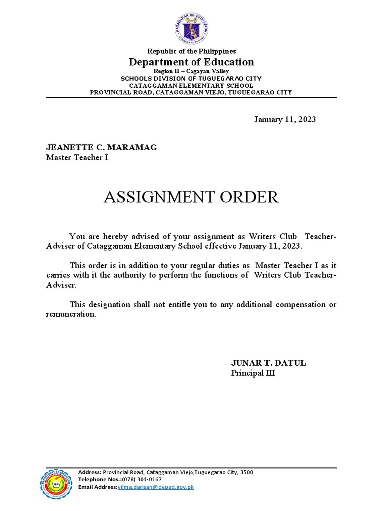 Assignment Order | PDF