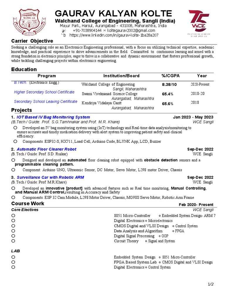 GK Core CV Color | PDF | Internet Of Things | Engineering