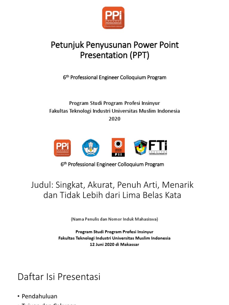 Petunjuk Penyusunan PPT Kolokium | PDF