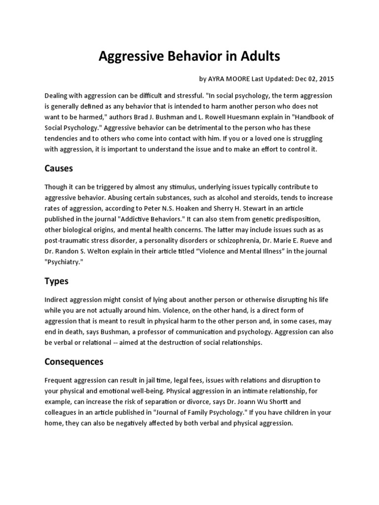 Aggressive Behavior in Adults | PDF