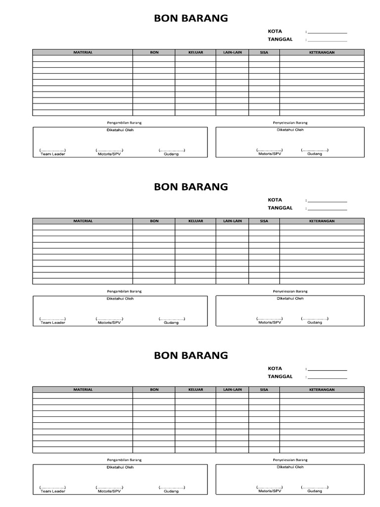 Nota Bon Barang | PDF
