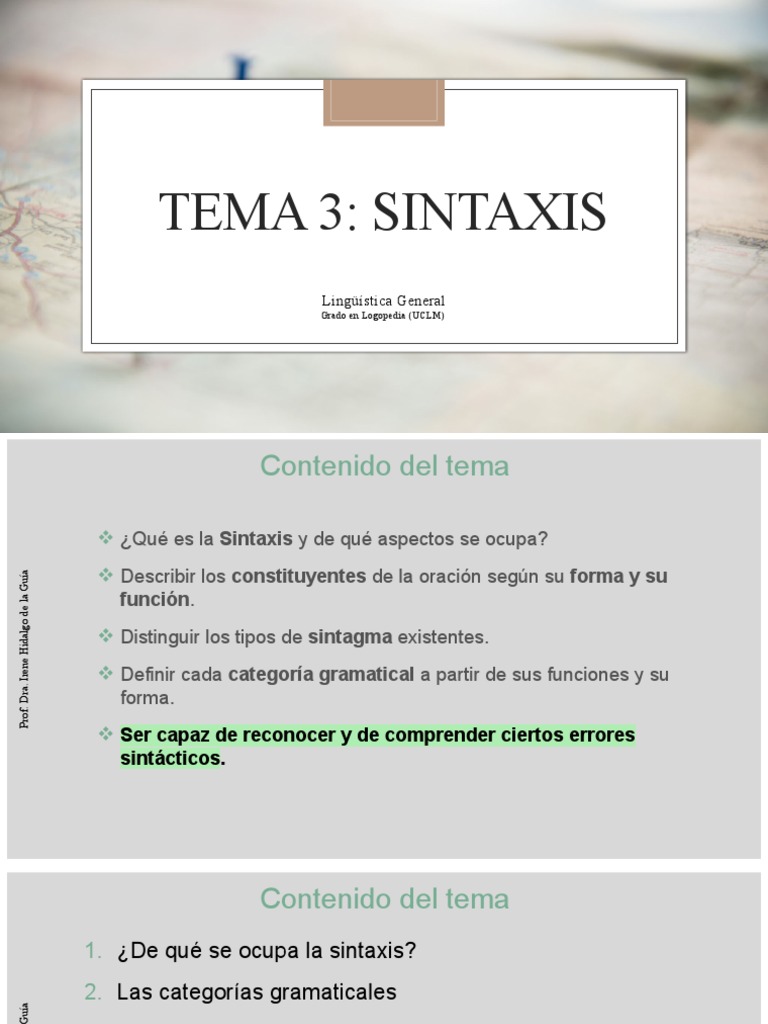 Tema 3 - Sintaxis I | PDF | Parte del discurso | Palabra