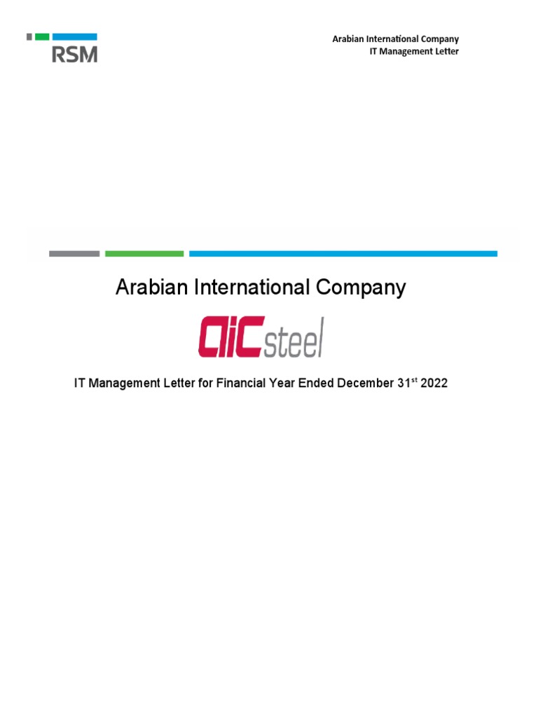 Management Letter - AIC Steel Draft 2.0 | PDF