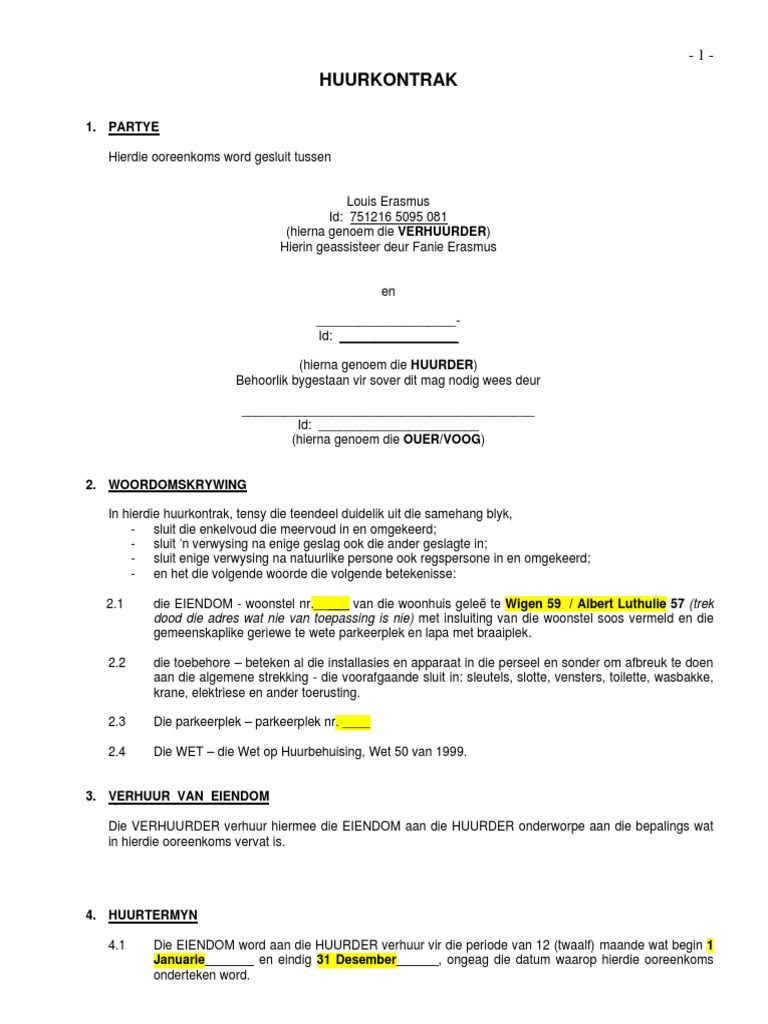 Huurkontrak | PDF