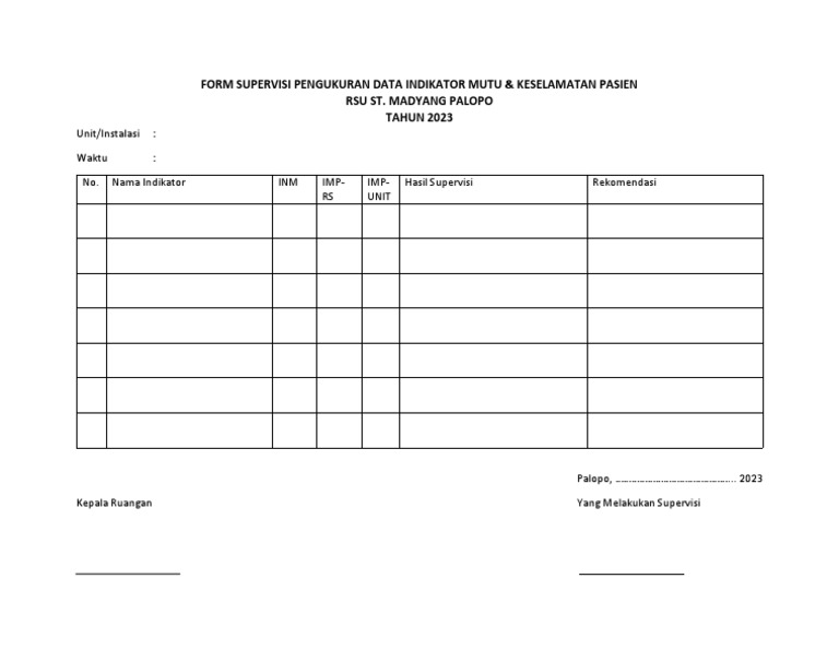 Supervisi Indikator Mutu Rs 2023 Pdf