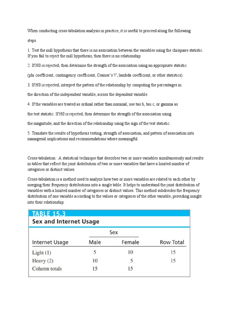 Cross Tabulation | PDF