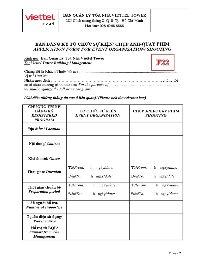 F22 - Event Form (E-V) | PDF