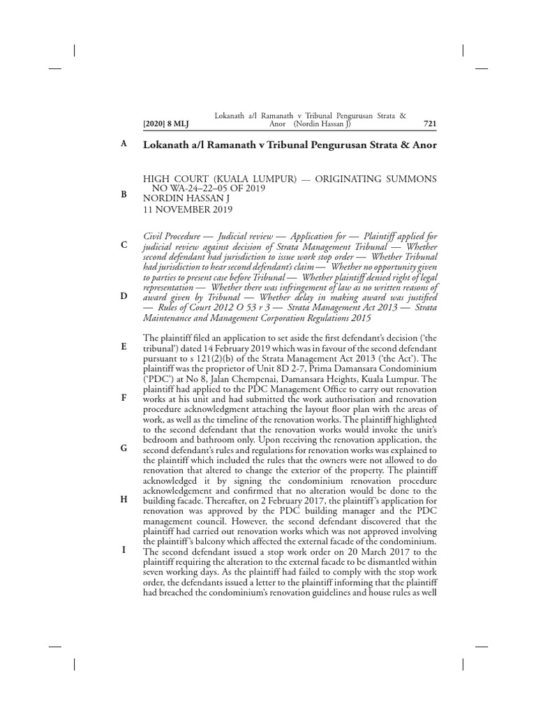 Judicial Review of Strata Tribunal Case | PDF | Tribunal | Mandamus