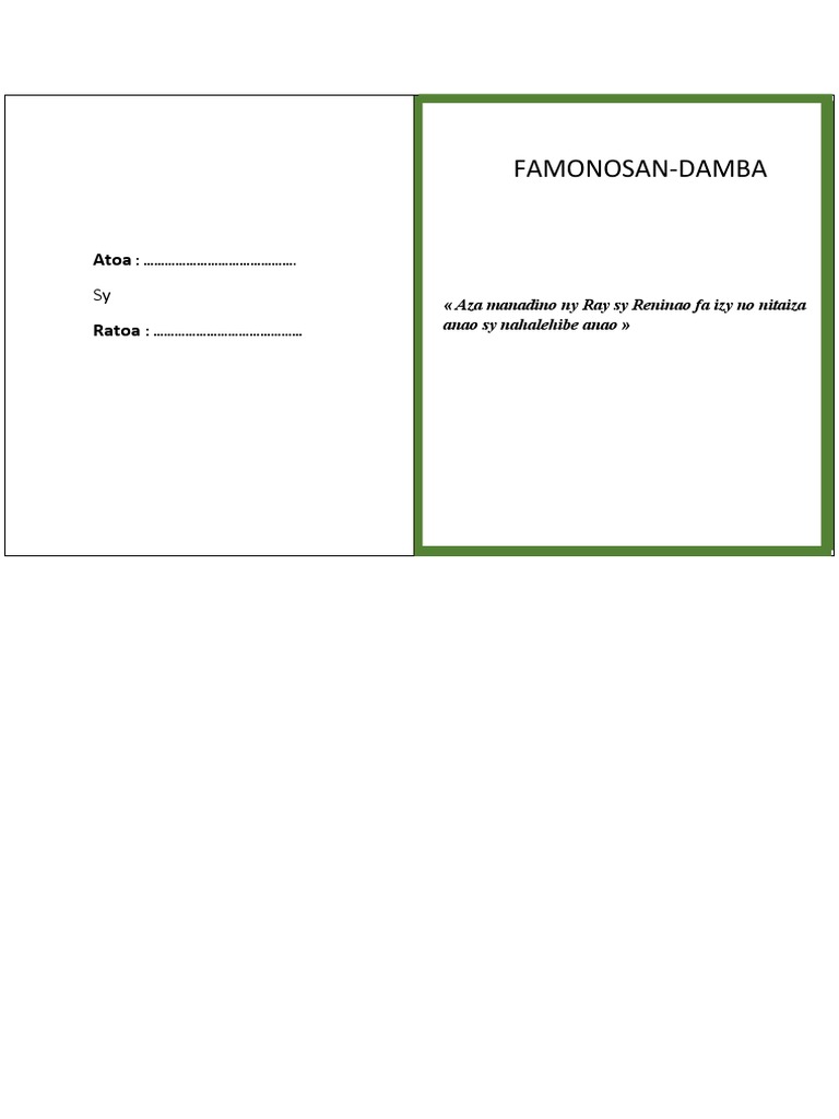 Famonosan-Damba: Atoa Ratoa | PDF