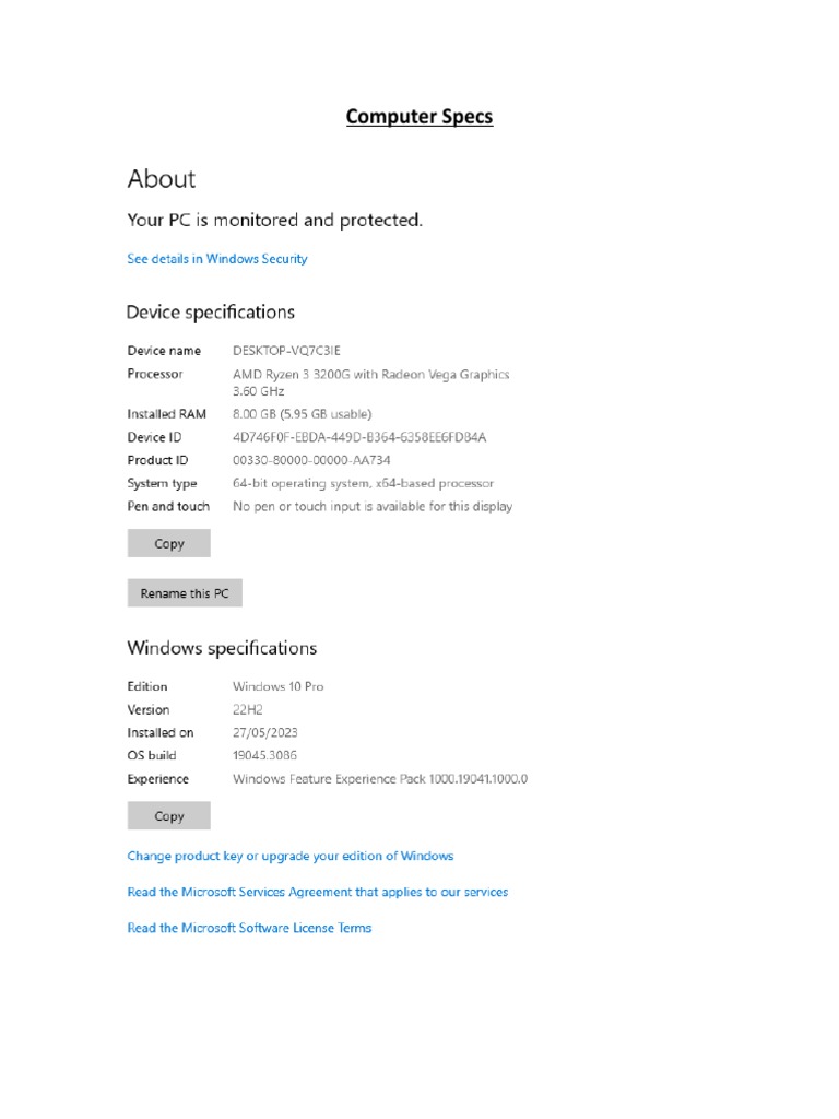 Computer Specs | PDF