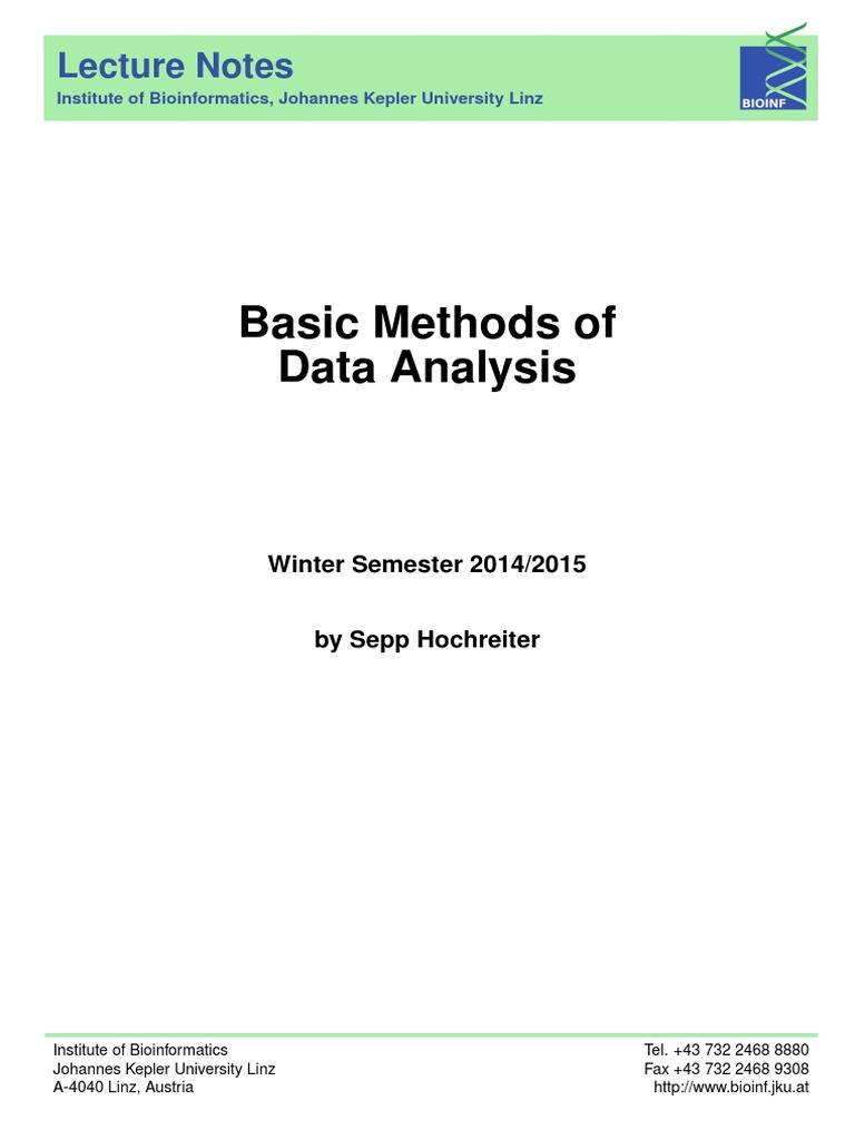 Basic Methods of Data Analysis | PDF