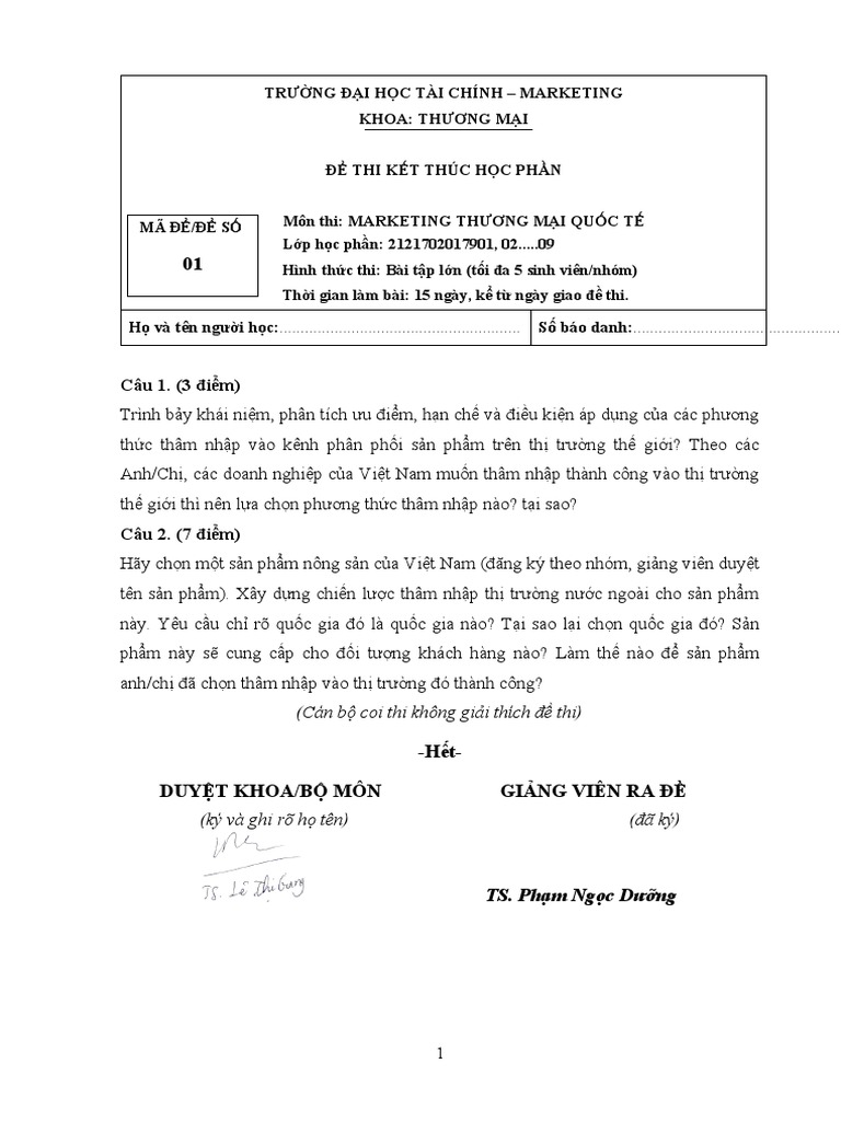 De Thi Marketing TMQT 2022 Baitaplon | PDF