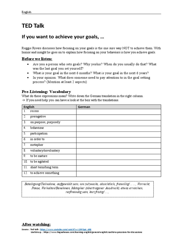 TED Talk - Goals | PDF | Goal | Metaphor