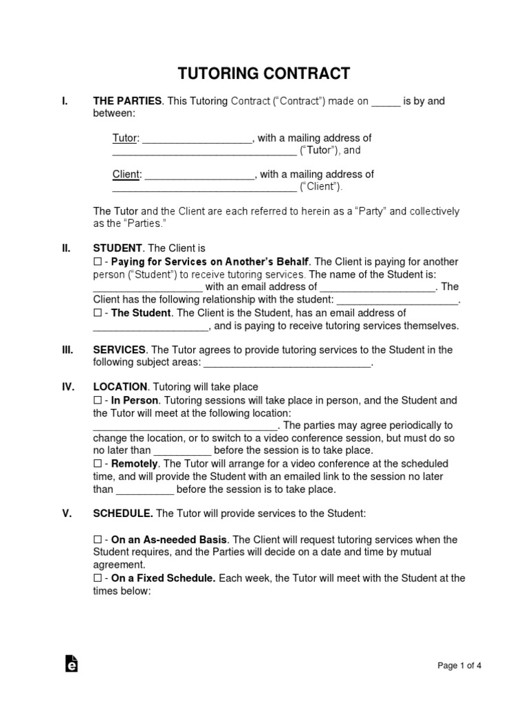 Tutoring Contract Template | PDF | Indemnity | Government