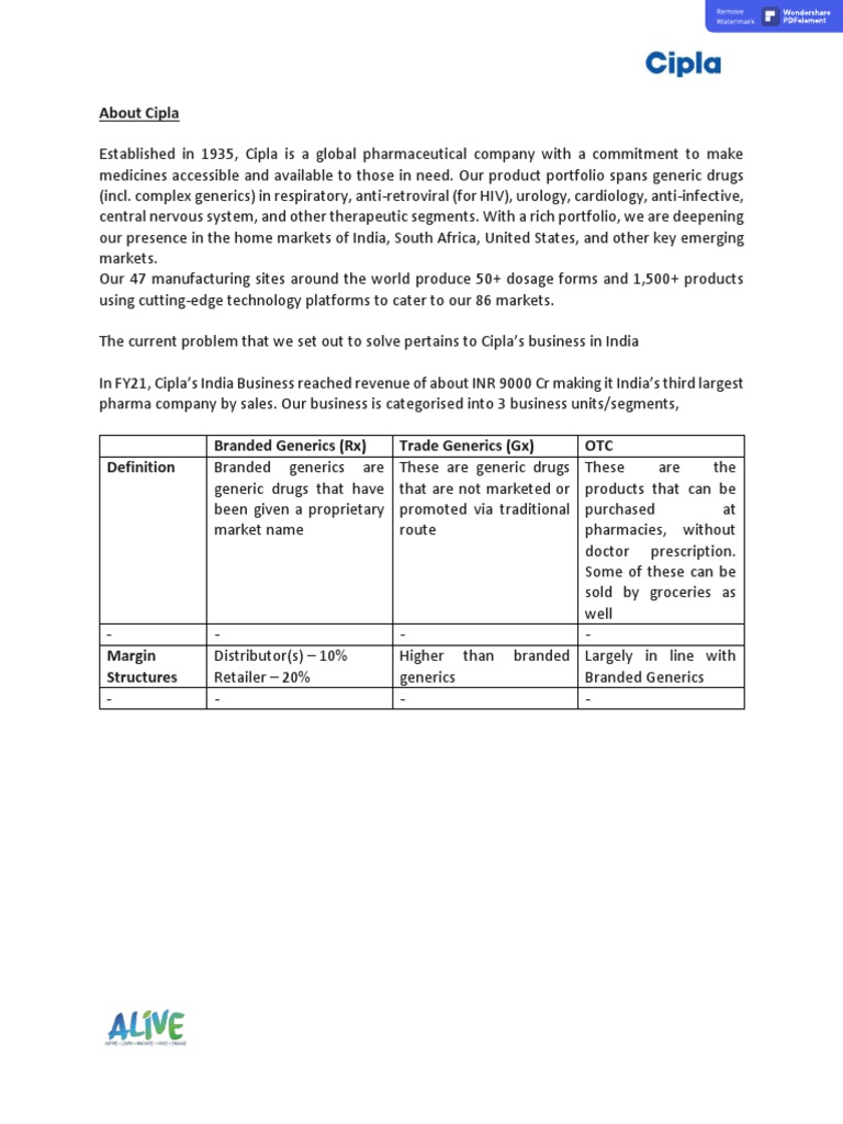 ALIVE+Case+Study Cipla+Ascend+S1 | PDF | Finance & Money Management | Computers