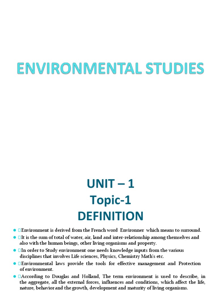 ENVIRONMENTAL STUDIES UNIT 1 | PDF