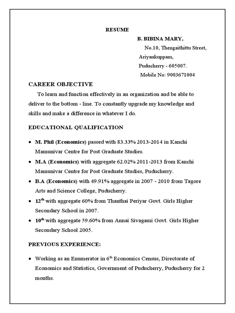 Resume Bibina | PDF