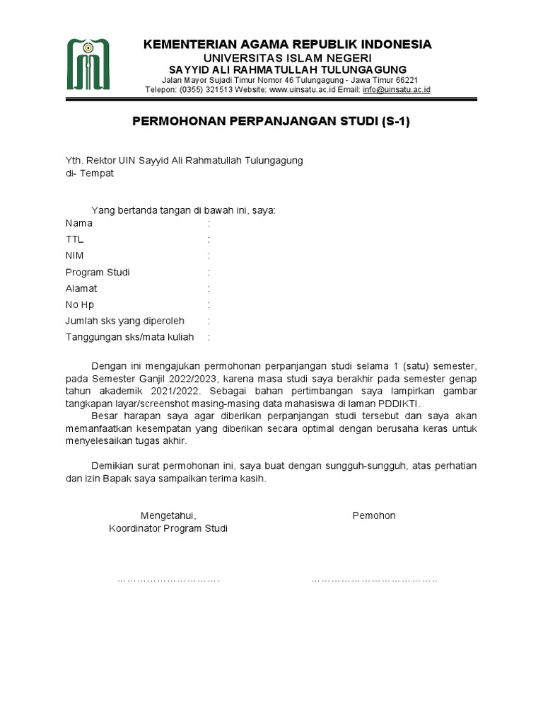 Form Permohonan Perpanjangan Pdf
