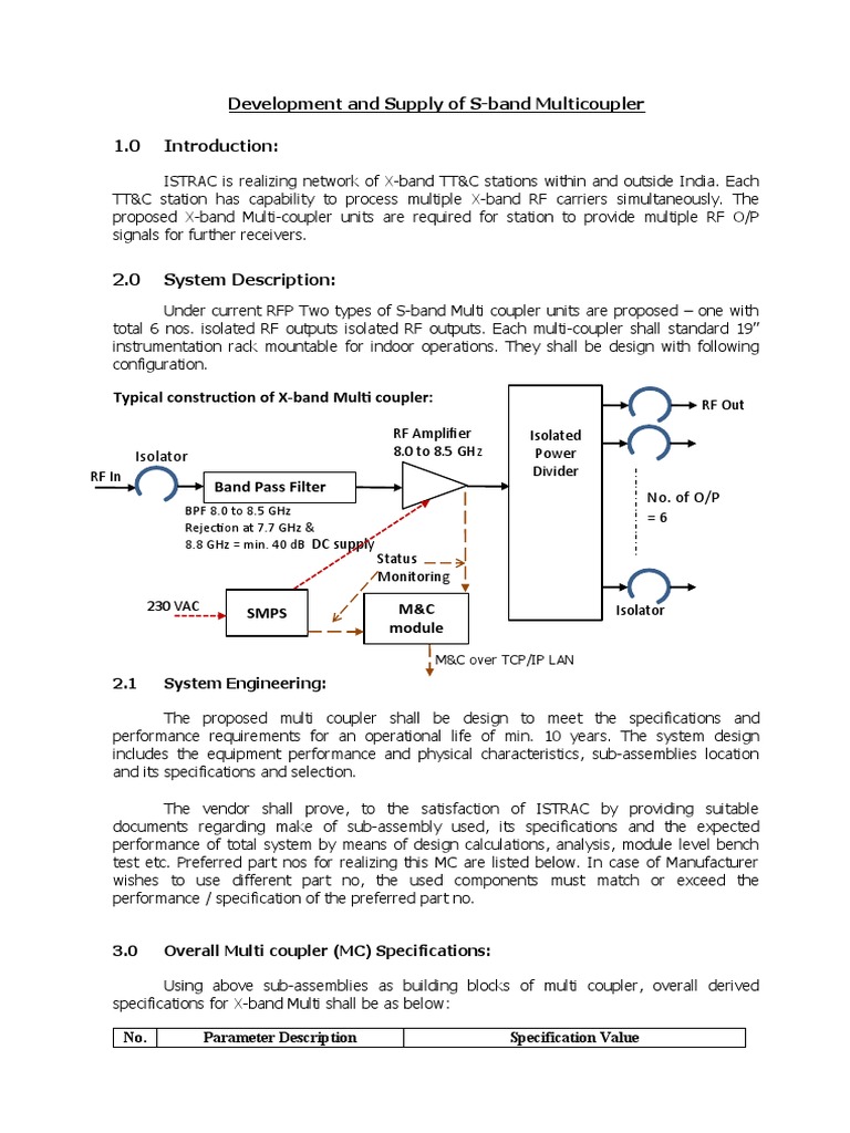 S-band Multicoupler Development Guide | PDF