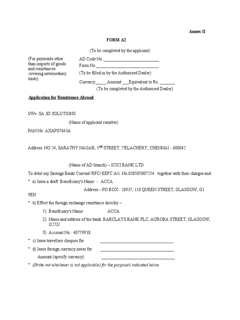 A2 Form for Remittance Abroad Guide | PDF | Banks | Business