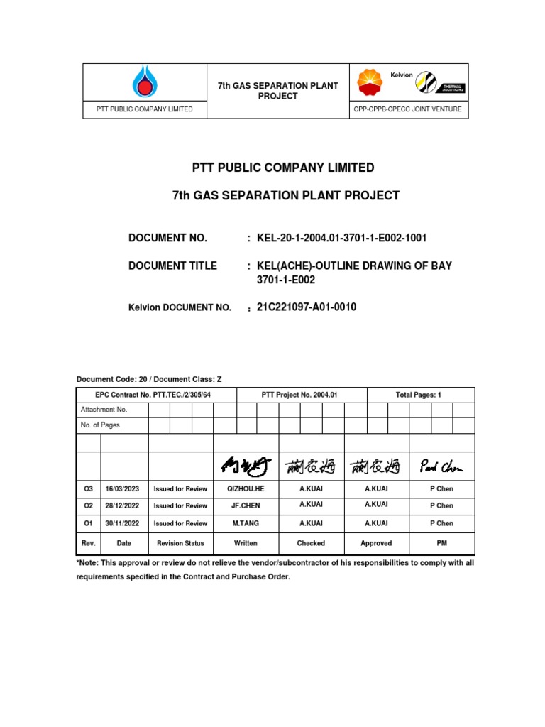 PTT Public Company Limited 7Th Gas Separation Plant Project | PDF ...
