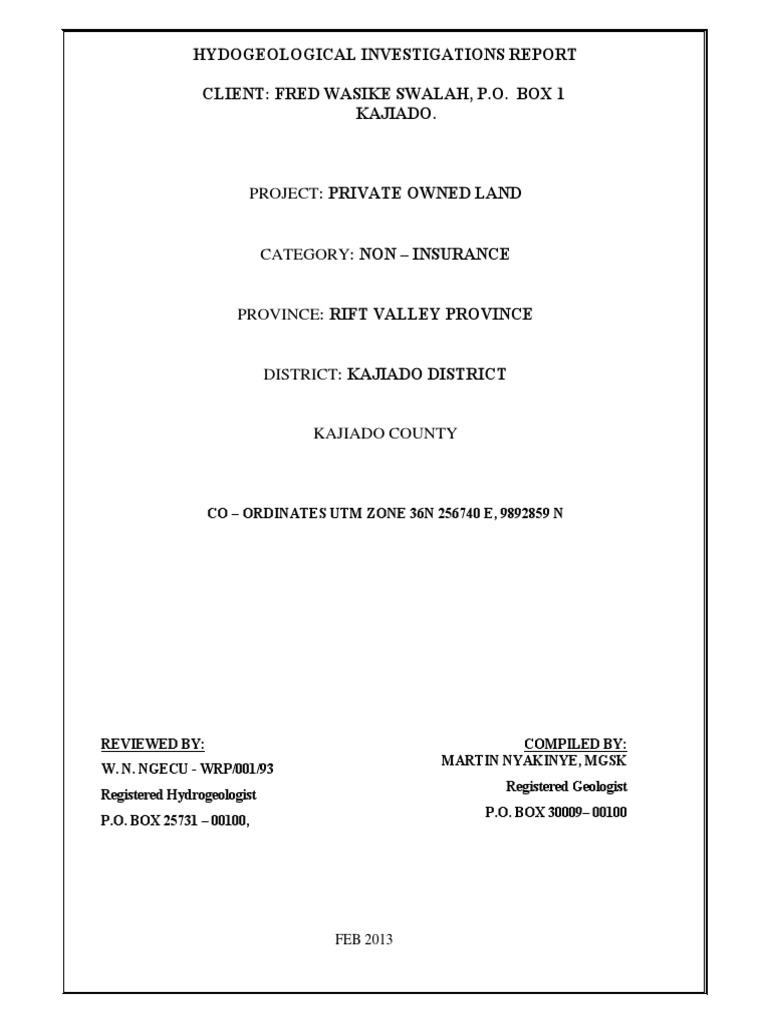 Swalah GROUNDWATER Report | PDF | Groundwater | Aquifer