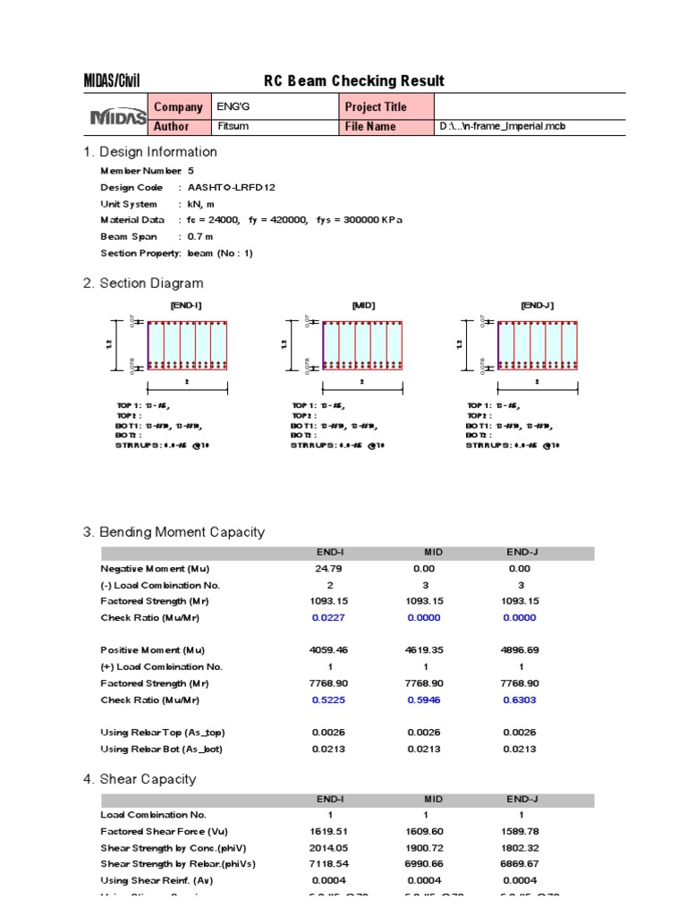 RC Beam Design and Analysis Report | PDF | Bending | Beam (Structure)