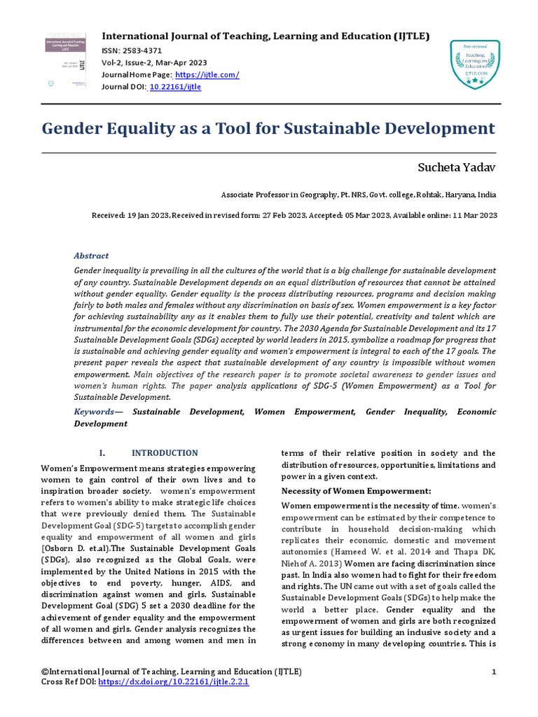 Gender Equality for Sustainable Development | PDF | Empowerment ...