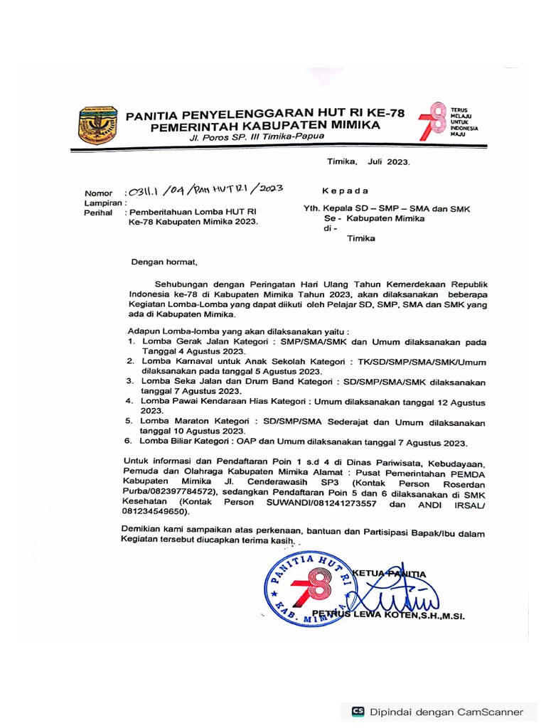 Surat Pemberitahuan Lomba 17 Agustus | PDF