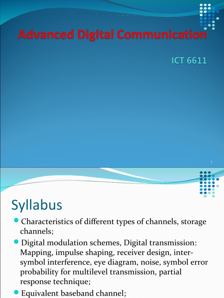 ICT 6611 Class Lecture 1 | PDF | Sampling (Signal Processing) | Bit Rate