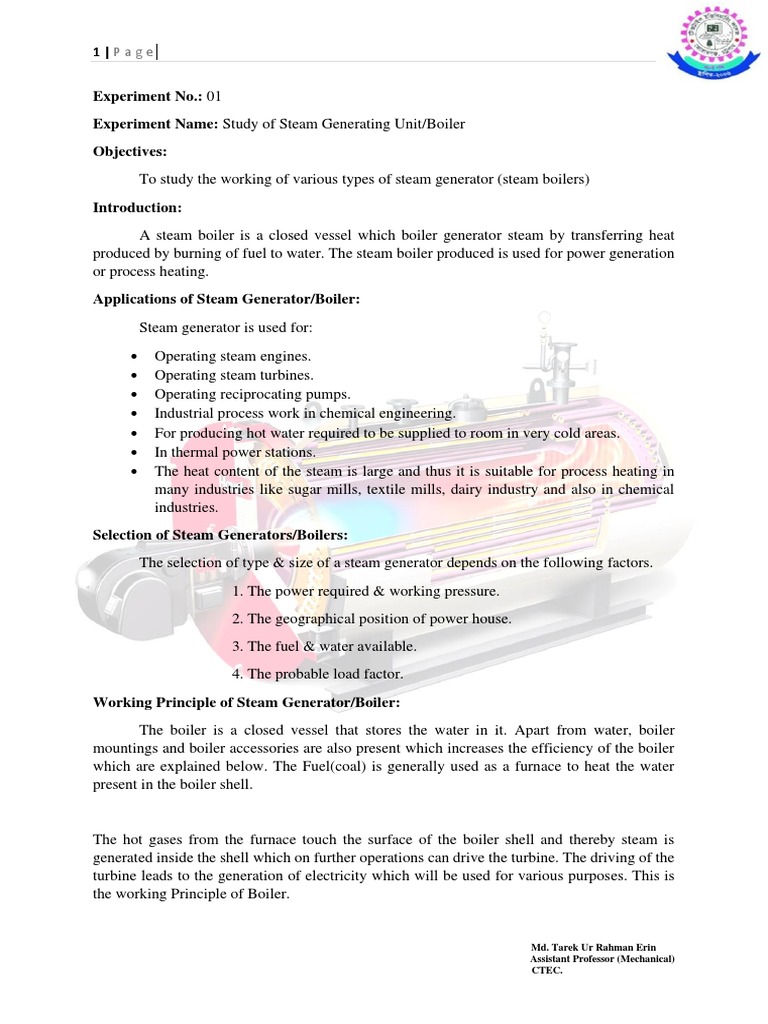 Study of Steam Generating Unit | PDF