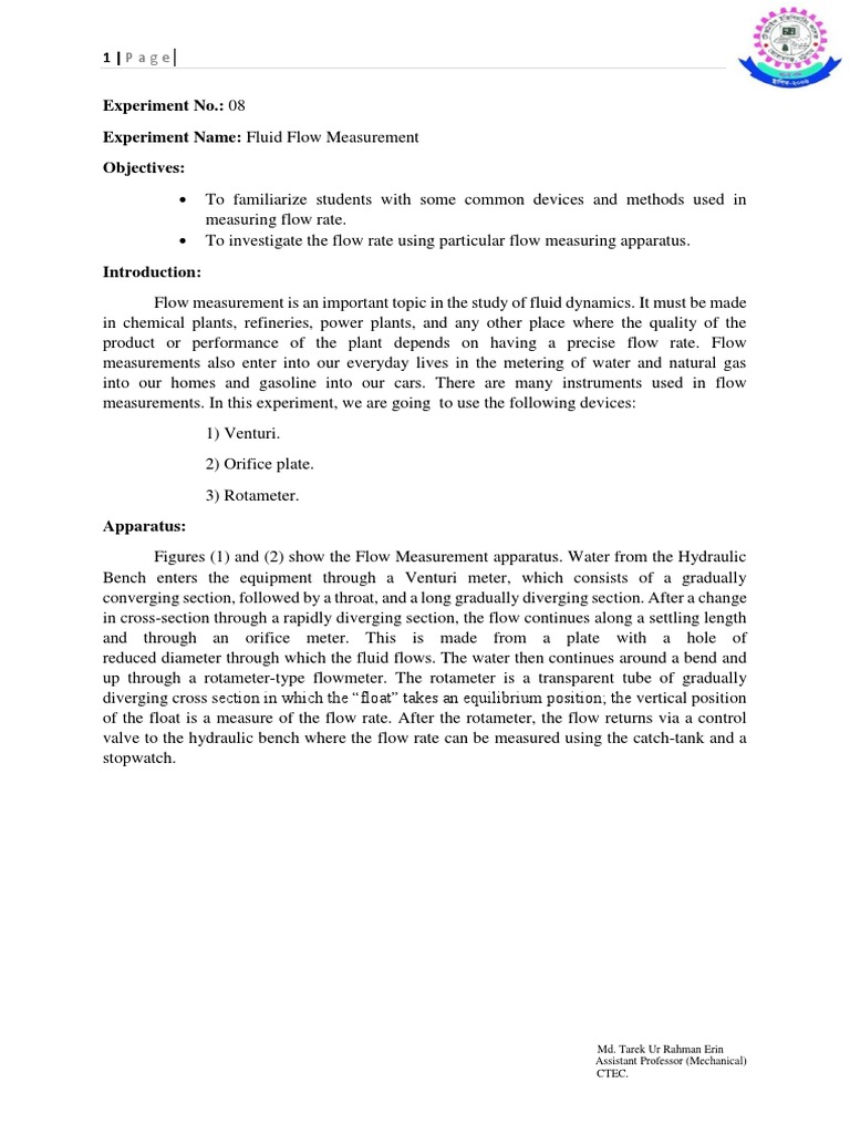 Fliud Flow Measurement | Download Free PDF | Flow Measurement | Fluid ...