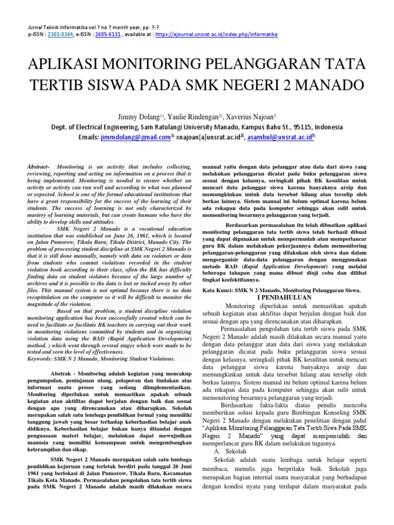 Aplikasi Monitoring Pelanggaran Tata Tertib Siswa Pada SMK Negeri 2 ...