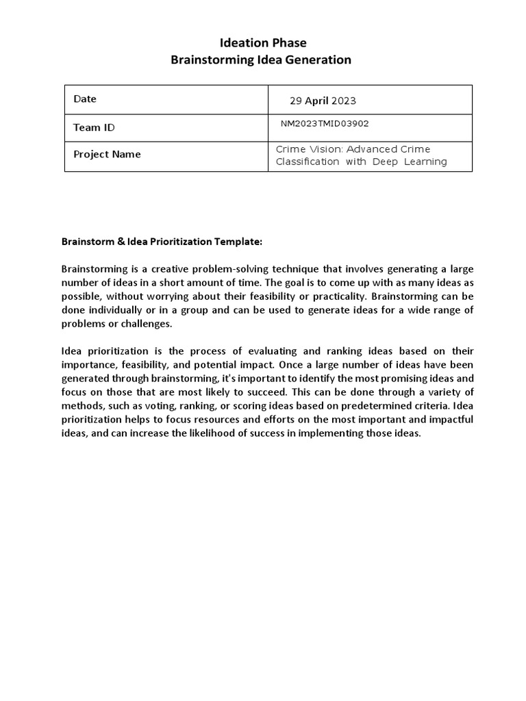 Brainstorming Idea Generation | PDF