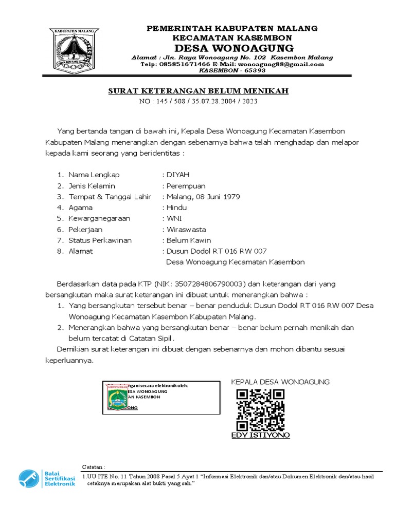 Pemberitahuan Penggunaan Tte Pdf