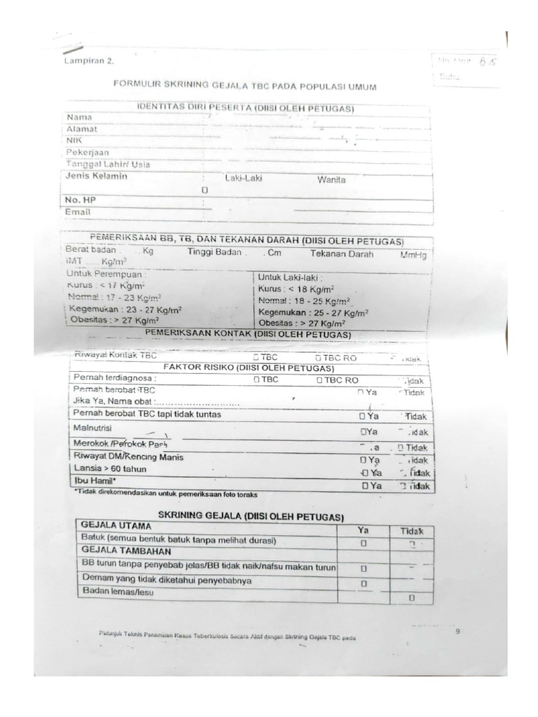 Formulir Skrining TB | PDF
