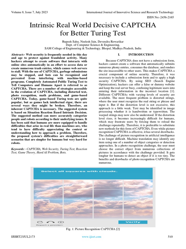 Intrinsic Real World Decisive CAPTCHA For Better Turing Test | PDF ... Intrinsic Real World Decisive CAPTCHA For Better Turing Test | PDF ...