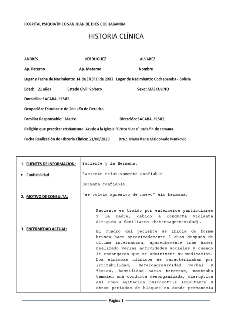 Historia Clinica Psiquiatrica | PDF | Abdomen | Medicina