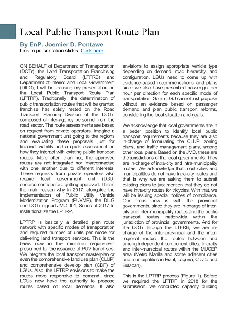 Local-Public-Transport-Route-Plan-LPTRP-1 | PDF