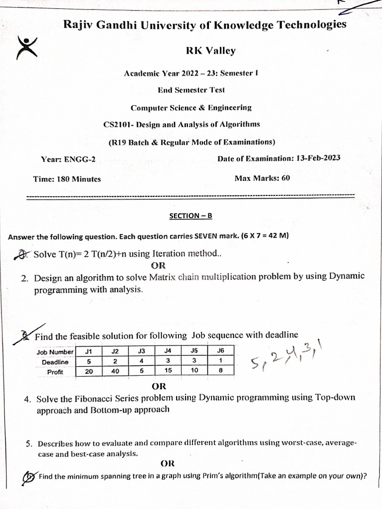 Daa Question Papers | PDF Daa Question Papers | PDF