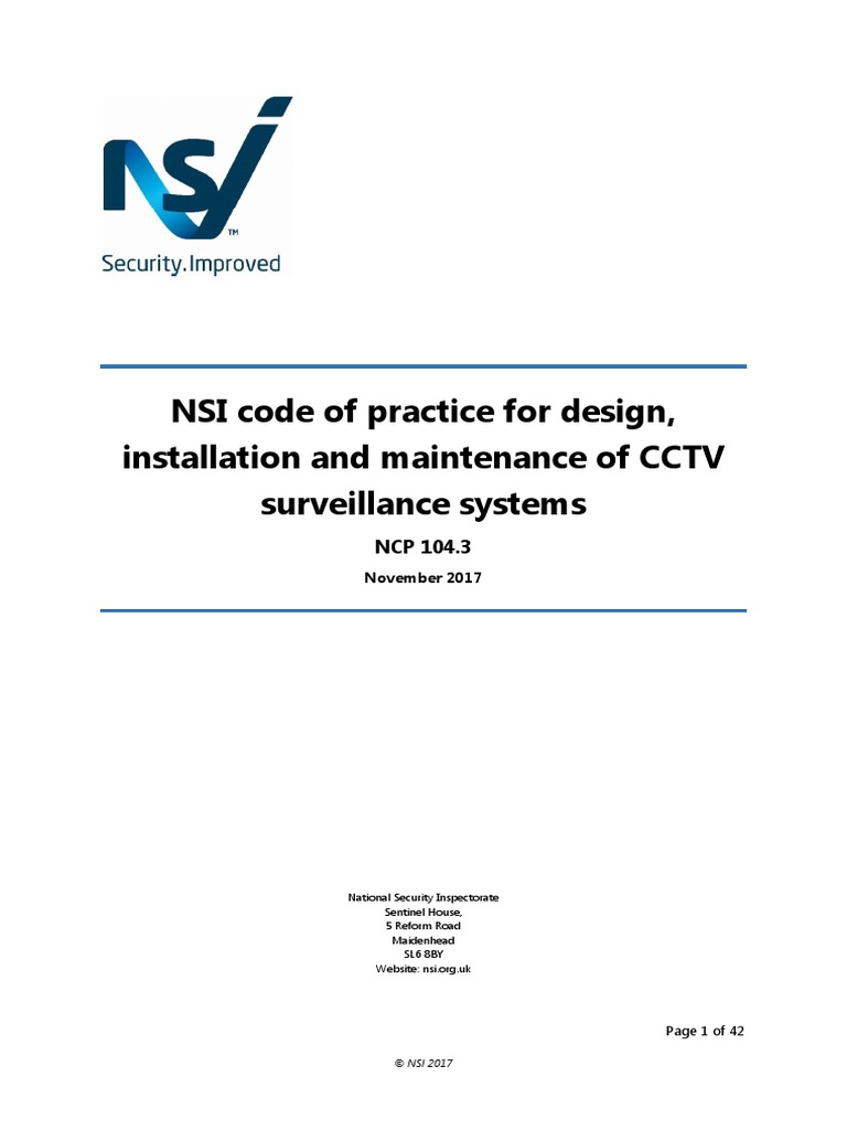 NCP 104.3 Code of Practice Design Installation and Maintenance CCTV Nov ...